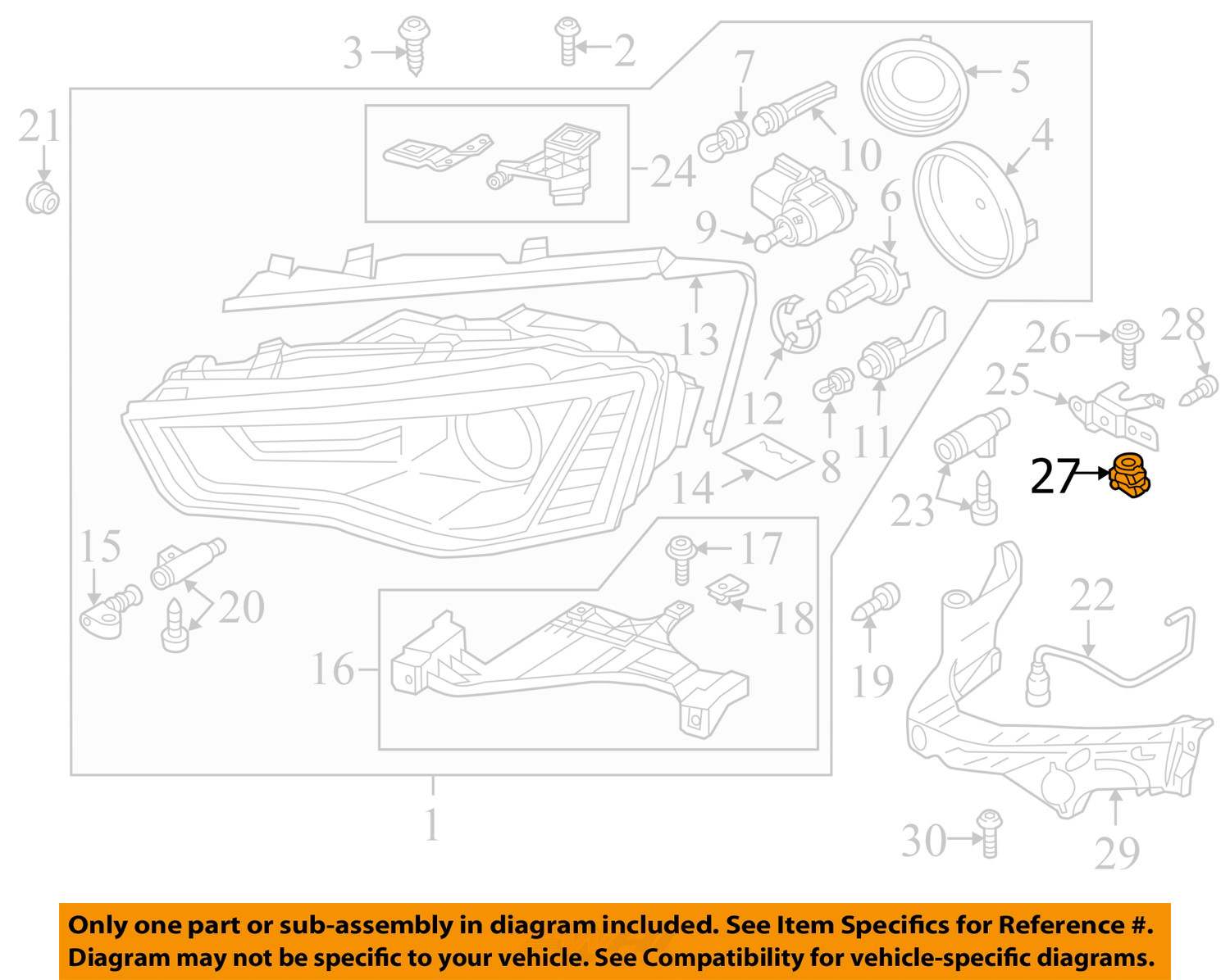 AUDI OEM A5 Quattro Headlight Head Light Lamp-Retainer Plate Spacer ...