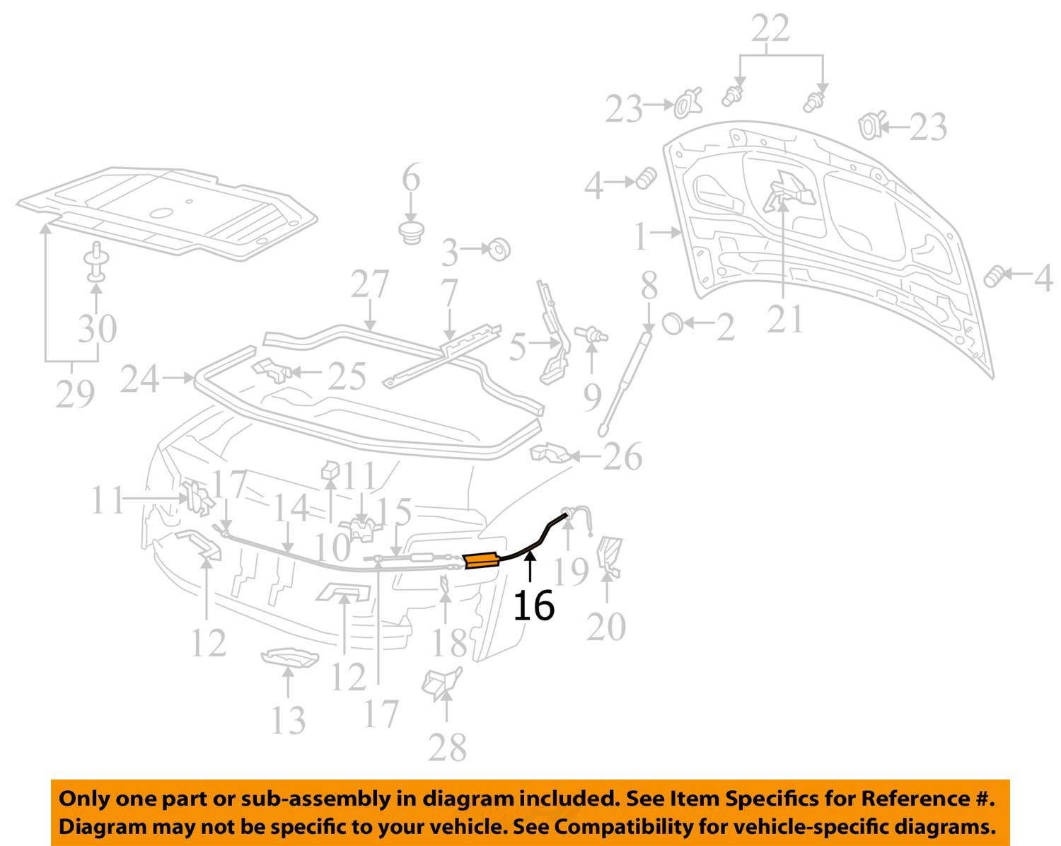 AUDI OEM 05-09 A8 Quattro Hood-Latch Lock Release Cable 4E0823543A