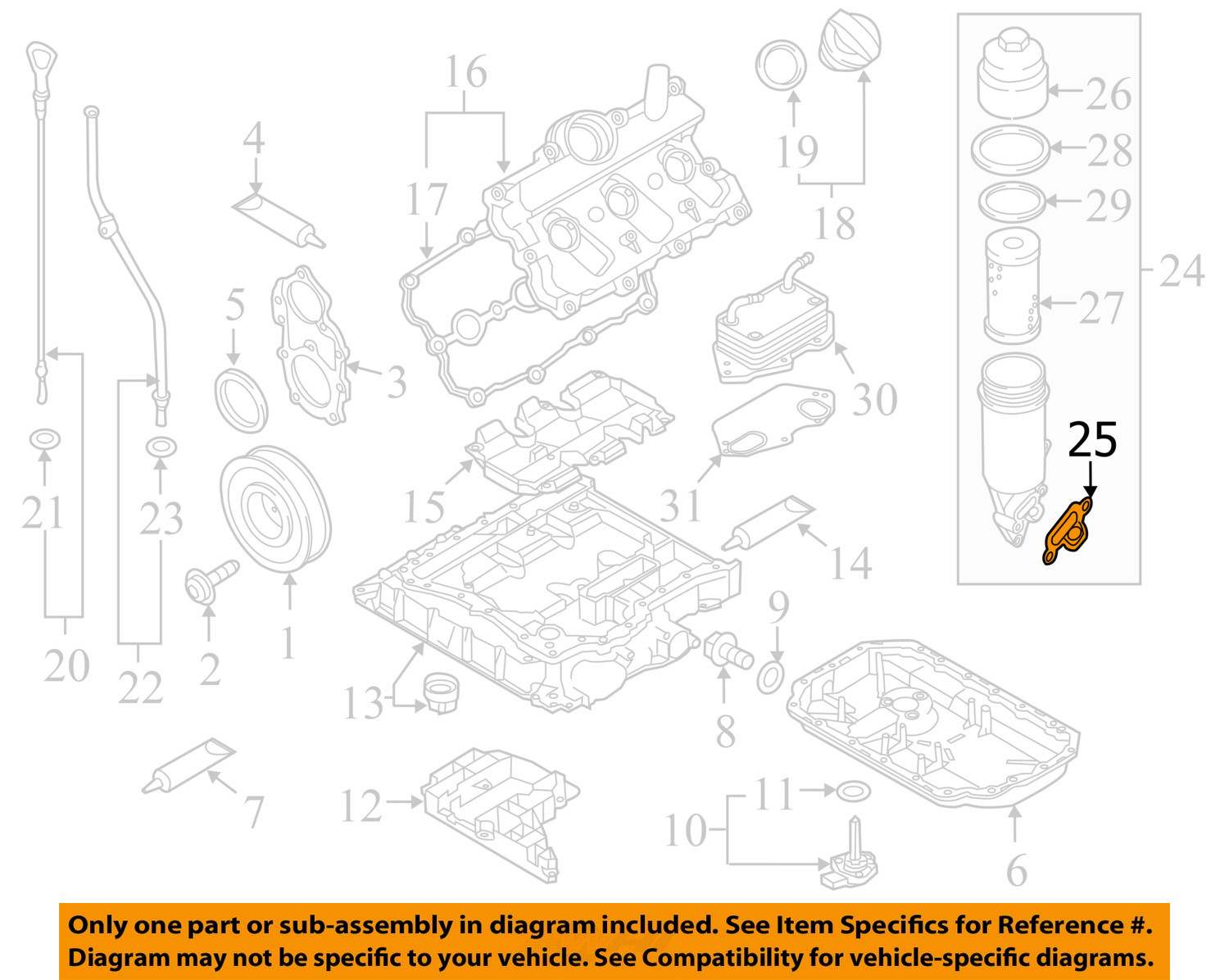 AUDI OEM 05-15 A6 Quattro Engine-Oil Filter Housing Gasket 06E115446 | eBay